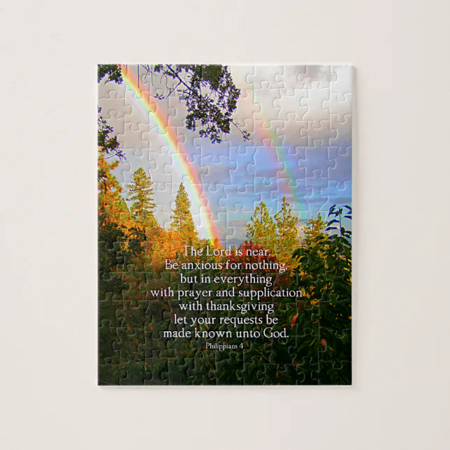 Rainbow Forest Christian Scripture Bible Verse Jigsaw Puzzle | Zazzle