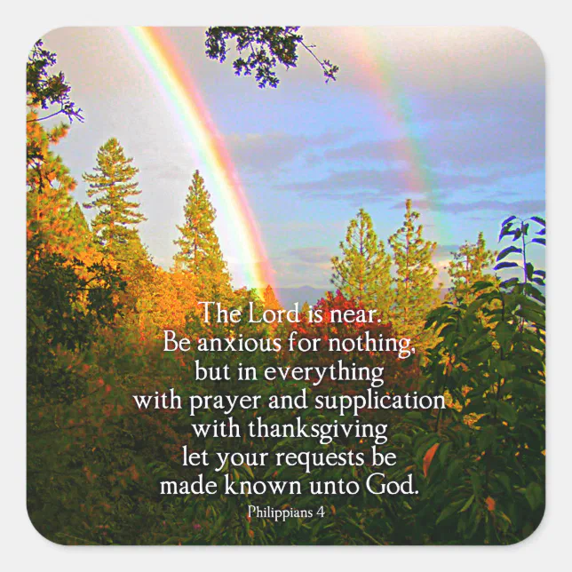 Rainbow Forest Christian Scripture Bible Verse Square Sticker | Zazzle