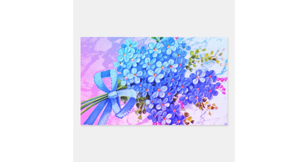 Rainbow Forget-Me-Nots Flower Rectangular Sticker | Zazzle