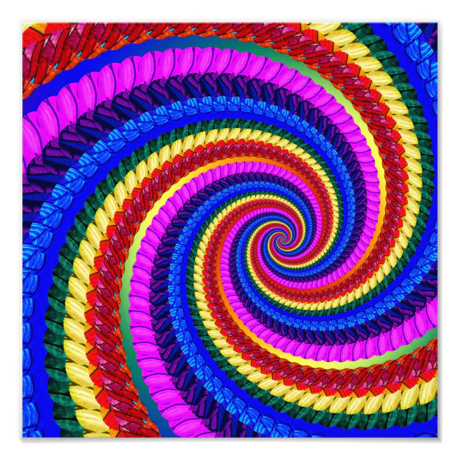 Rainbow Fractal Art Swirl Pattern Photo Print | Zazzle