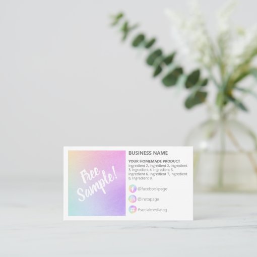 Rainbow Free Sample Ingredients Instructions Business Card | Zazzle