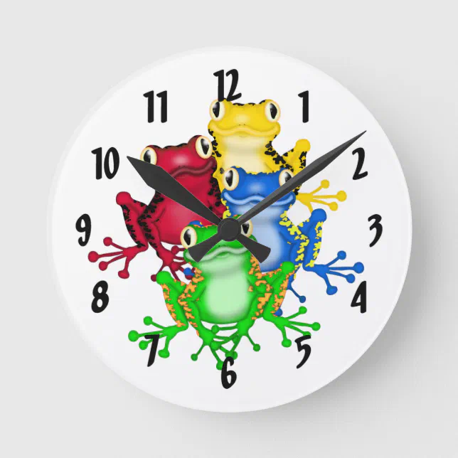 Rainbow Frogs Wall Clock | Zazzle
