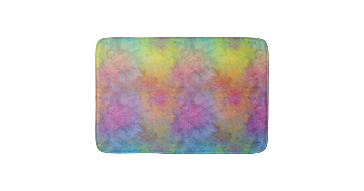 [Rainbow Frost] Multi-Colored Tie-Dye Bath Mat | Zazzle