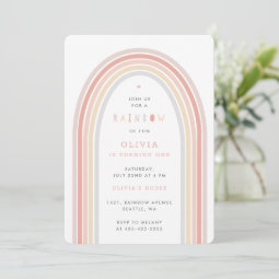 Rainbow Fun Kid's birthday party Muted Invitation | Zazzle