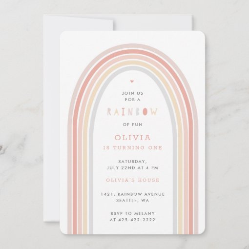 Rainbow Fun Kid's birthday party Muted Invitation | Zazzle