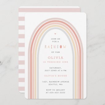 Rainbow Fun Kid's birthday party Muted Invitation | Zazzle