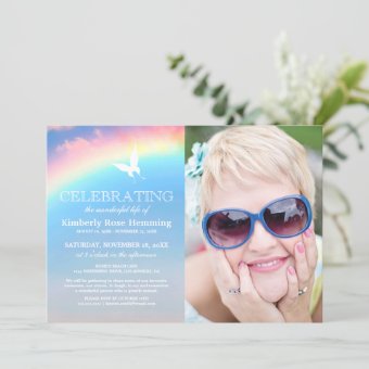 Rainbow Funeral | Celebration of Life Photo Invitation | Zazzle
