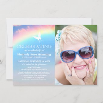 Rainbow Funeral | Celebration of Life Photo Invitation | Zazzle