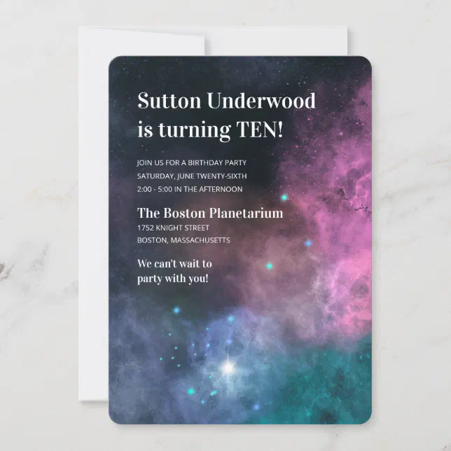 Rainbow Galaxy Birthday Invitation | Zazzle