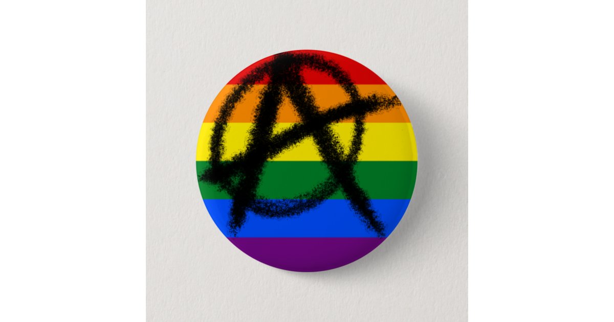 rainbow gay anarchy button | Zazzle