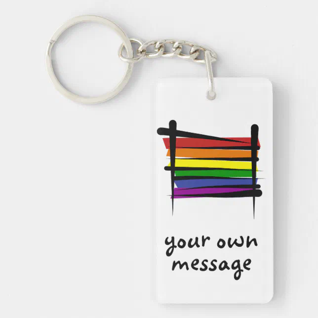 Rainbow Gay Pride Brush Flag Keychain | Zazzle