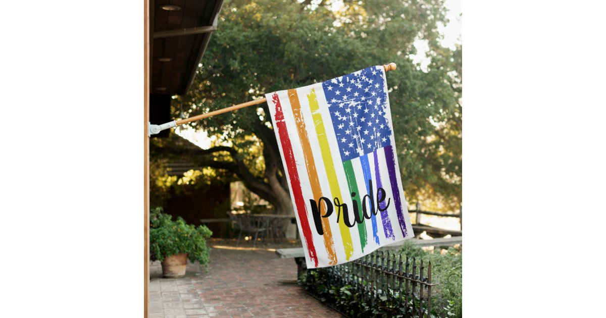 Rainbow Gay Pride House Flag | Zazzle