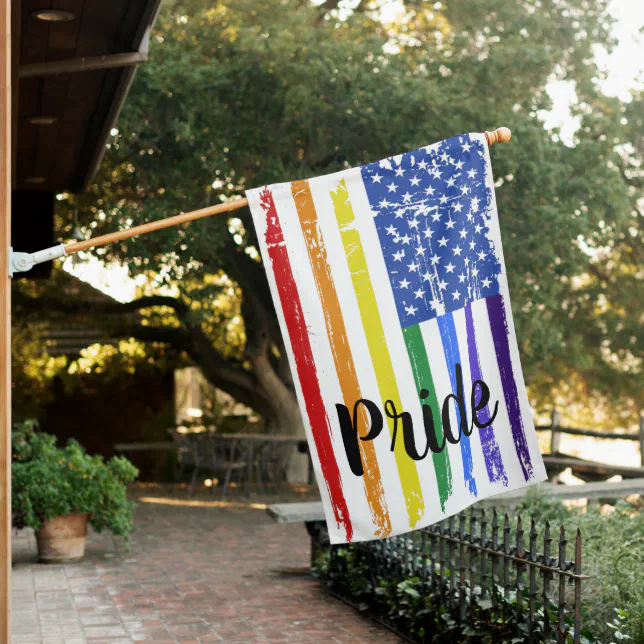 Rainbow Gay Pride House Flag | Zazzle