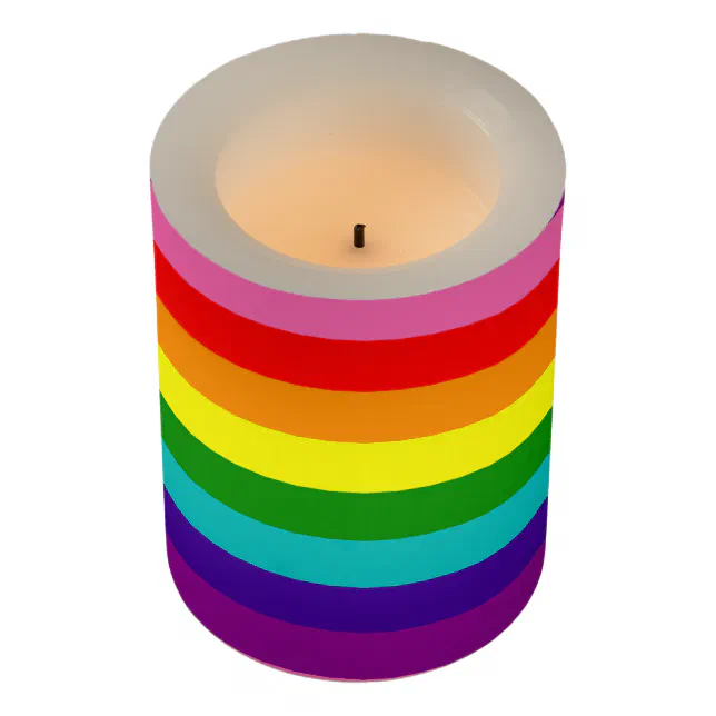 Rainbow Gay Pride LGBT Original 8 Stripes Flag Flameless Candle | Zazzle