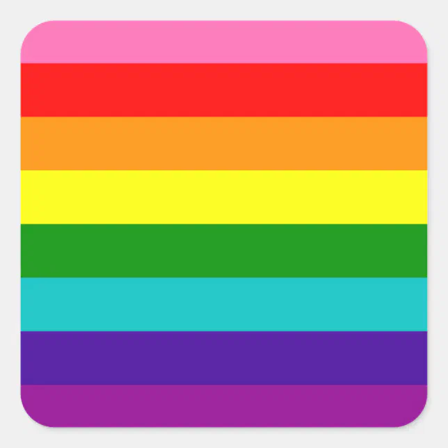 Rainbow Gay Pride Lgbt Original 8 Stripes Flag Square Sticker Zazzle