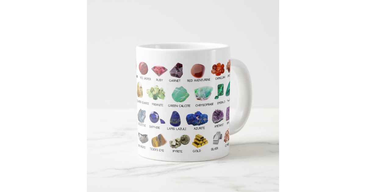 Rainbow Gems Crystal Collection Chart Guide 20oz Giant Coffee Mug | Zazzle