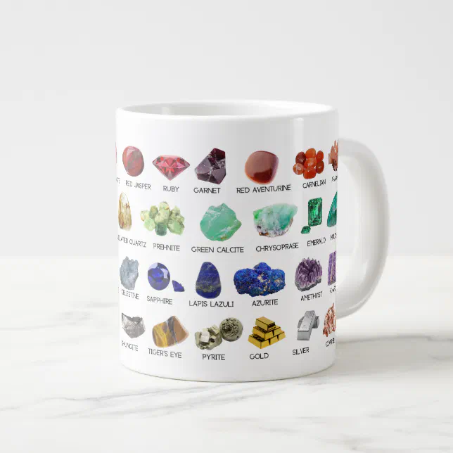 Rainbow Gems Crystal Collection Chart Guide 20oz Giant Coffee Mug | Zazzle
