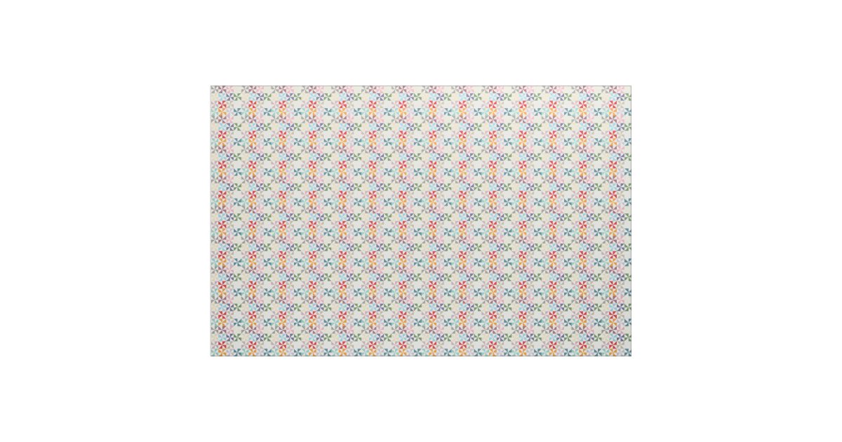 Rainbow Geometric Pinwheel Pattern Fabric | Zazzle