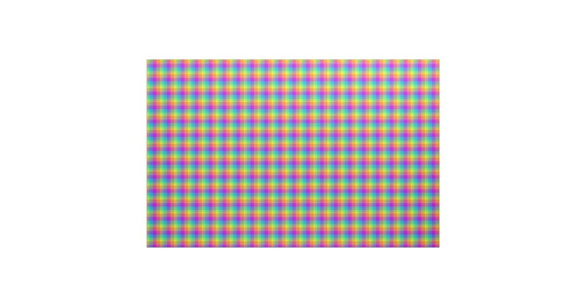 Rainbow Gingham Fabric | Zazzle