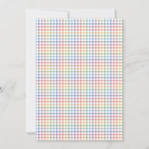 Rainbow gingham plaid cute pastel baby shower invitation | Zazzle