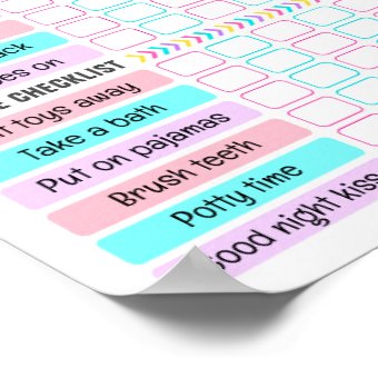 Rainbow Girl Daily Routine, Kid Everyday Checklist Poster | Zazzle