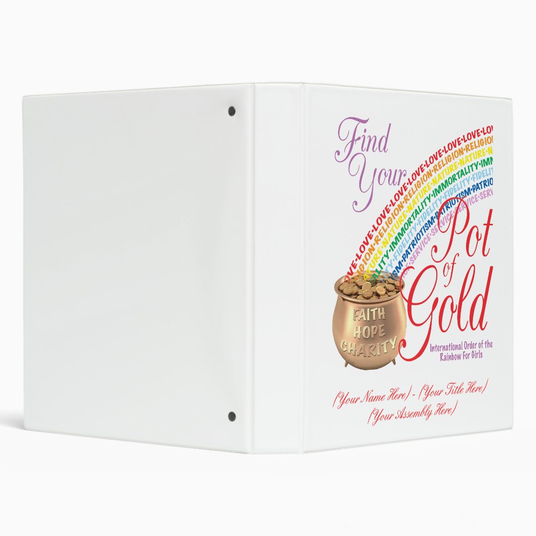Rainbow Girls Pot of Gold Binder - IORG | Zazzle
