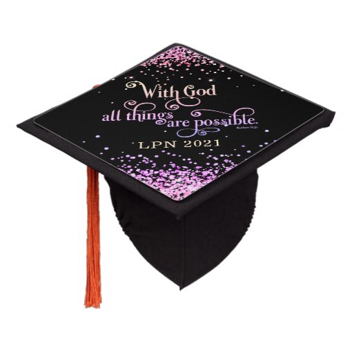 Rainbow Glitter Christian Bible Verse Monogram Graduation Cap Topper ...
