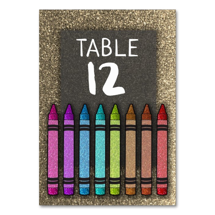 Rainbow Glitter Crayon First Birthday Baby Shower Table Number | Zazzle.com