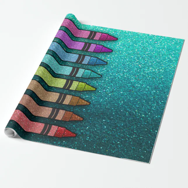 Rainbow Glitter Crayon First Birthday Baby Shower Wrapping Paper | Zazzle