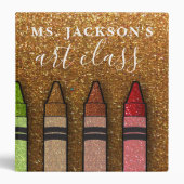 Rainbow Glitter Crayons Art Teacher Back To School 3 Ring Binder | Zazzle