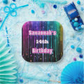 Rainbow Glitter Drip Birthday Party Paper Plates | Zazzle