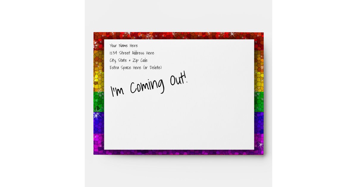 Rainbow Glitter Gay Pride Coming Out Party Envelope | Zazzle