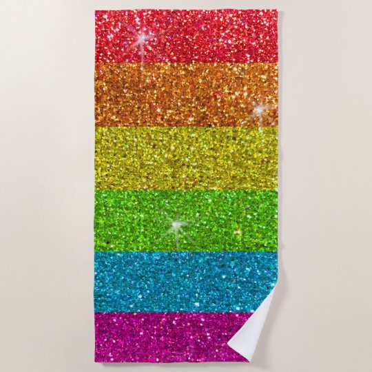 Rainbow Glitter Gay Pride Flag LGBTQ Sparkles Beach Towel | Zazzle.com