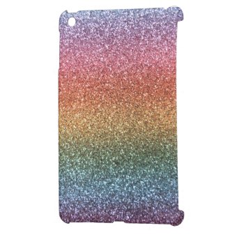Rainbow glitter iPad mini case | Zazzle