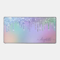 Rainbow Glitter Personalized Desk Mat | Zazzle