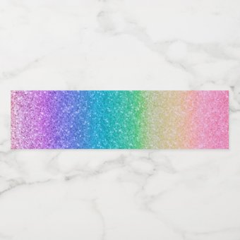 Rainbow Glitter Sparkle Glam Birthday Party Custom Water Bottle Label ...