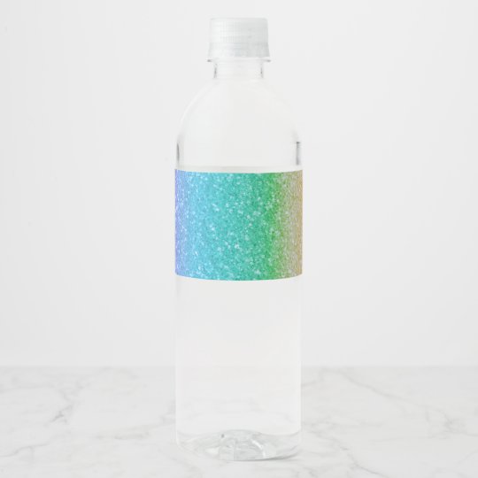 Rainbow Glitter Sparkle Glam Birthday Party Custom Water Bottle Label ...