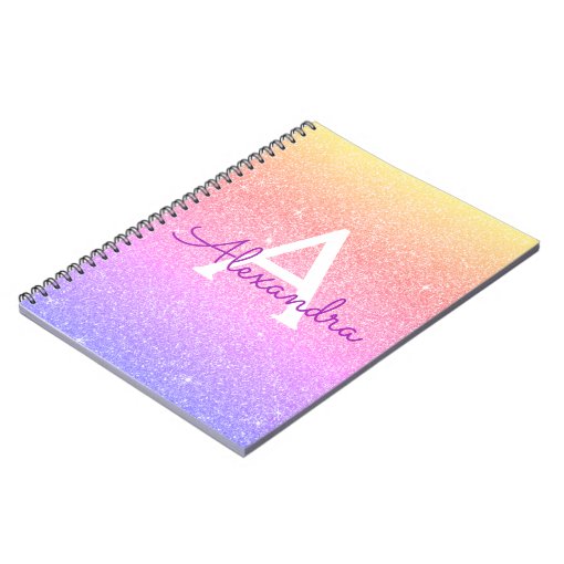 Rainbow Glitter Sparkle Monogram Notebook | Zazzle