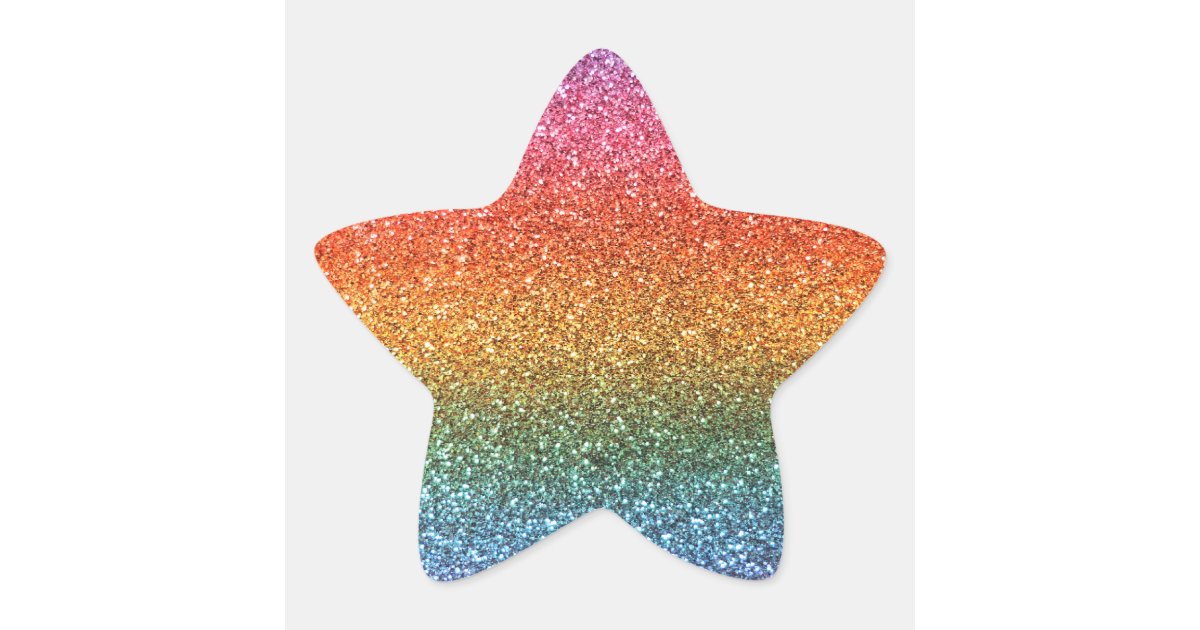 Rainbow glitter star sticker | Zazzle.com