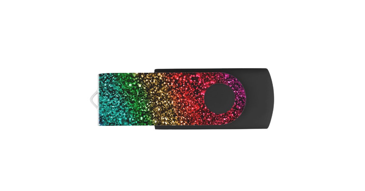 Rainbow Glitter USB Flash Drive | Zazzle