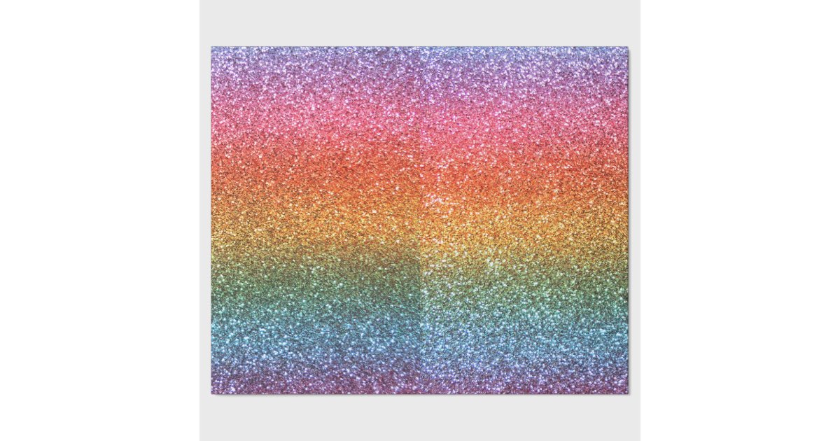 Rainbow glitter wrapping paper | Zazzle