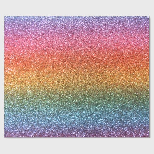 Rainbow glitter wrapping paper | Zazzle