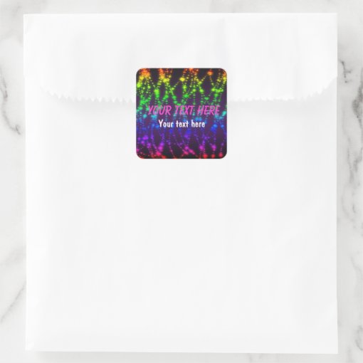 Rainbow Glow neon party sticker label | Zazzle