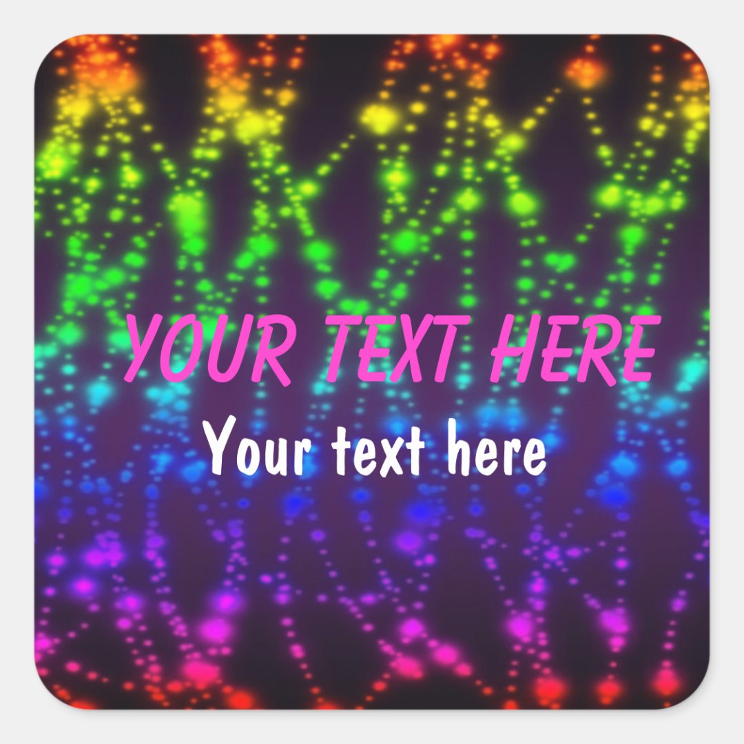 Rainbow Glow neon party sticker label | Zazzle