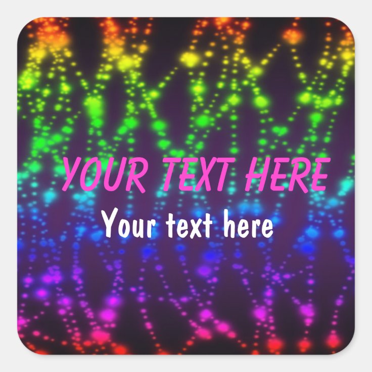 Rainbow Glow neon party sticker label | Zazzle