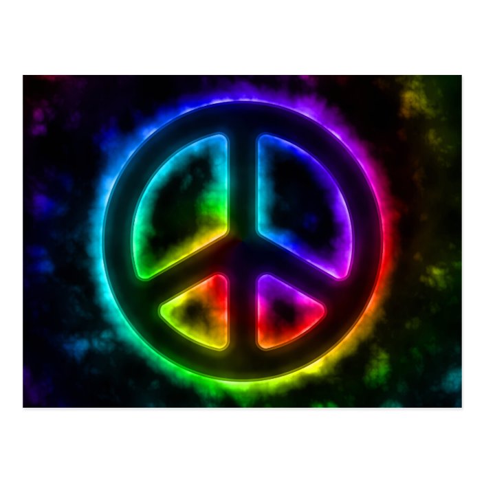 Rainbow Glow Peace Sign Postcard | Zazzle.com