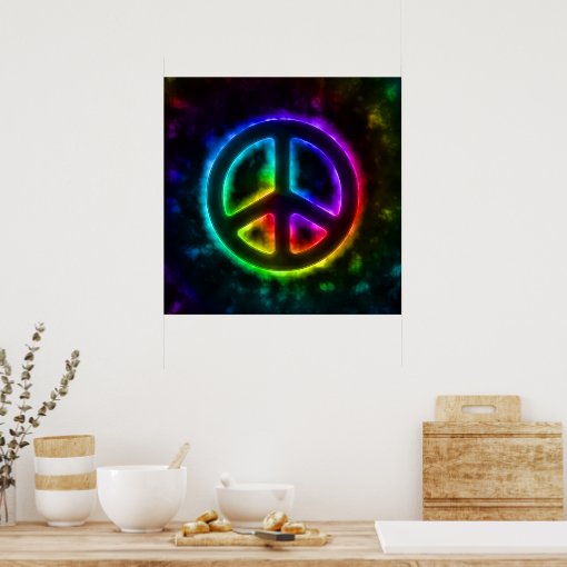 Rainbow Glow Peace Sign Poster | Zazzle