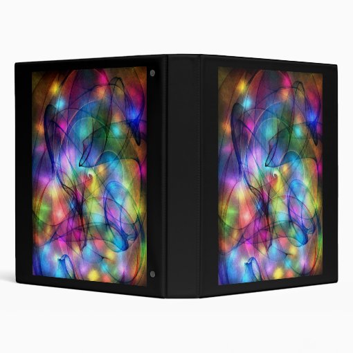 rainbow glowing lights 3 ring binder | Zazzle