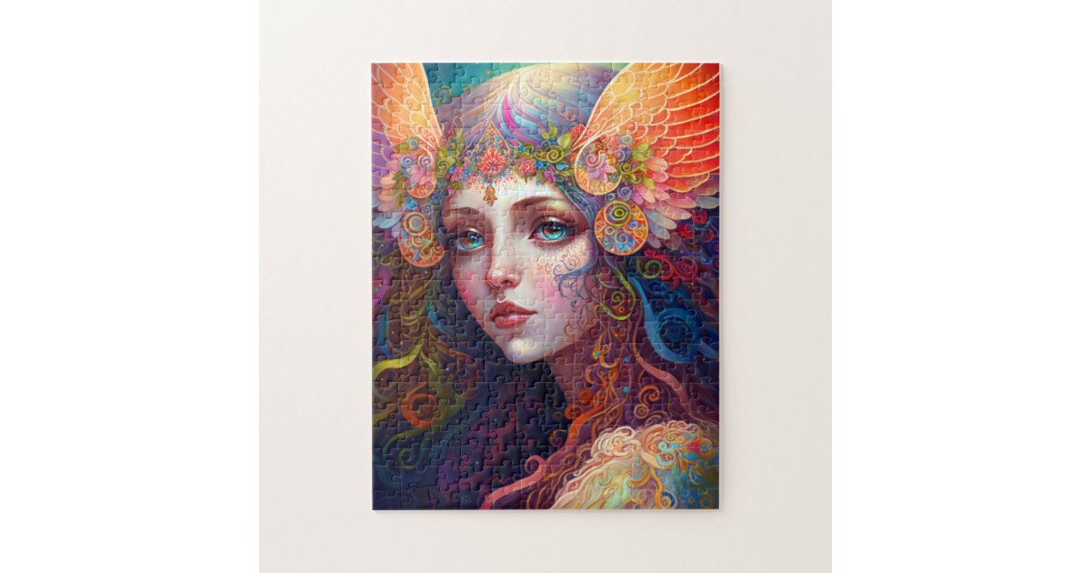 Rainbow Goddess Fantasy Art Jigsaw Puzzle | Zazzle