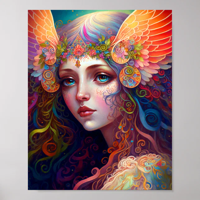 Rainbow Goddess Fantasy Art Poster | Zazzle